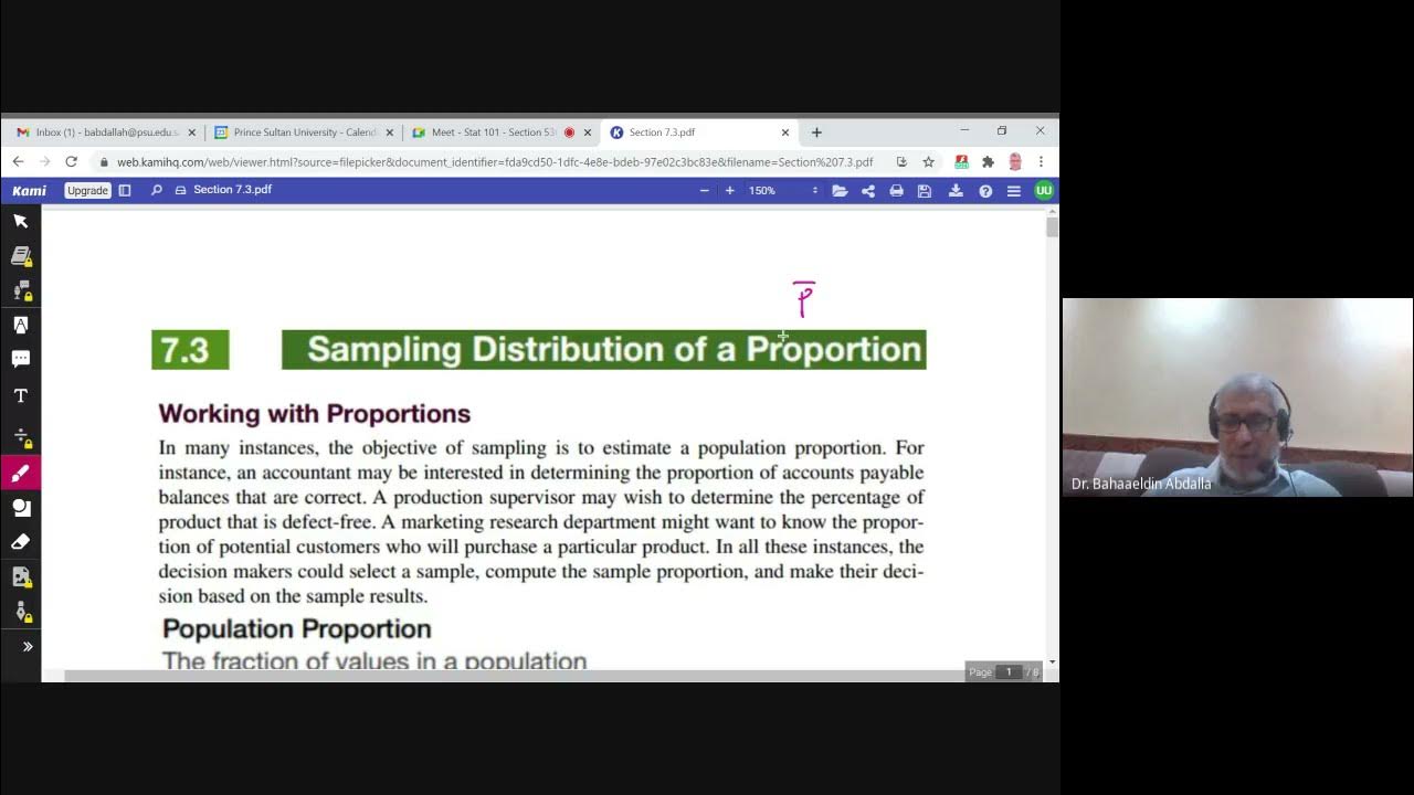 7.3 Sampling Distribution of Sample Proportion - YouTube