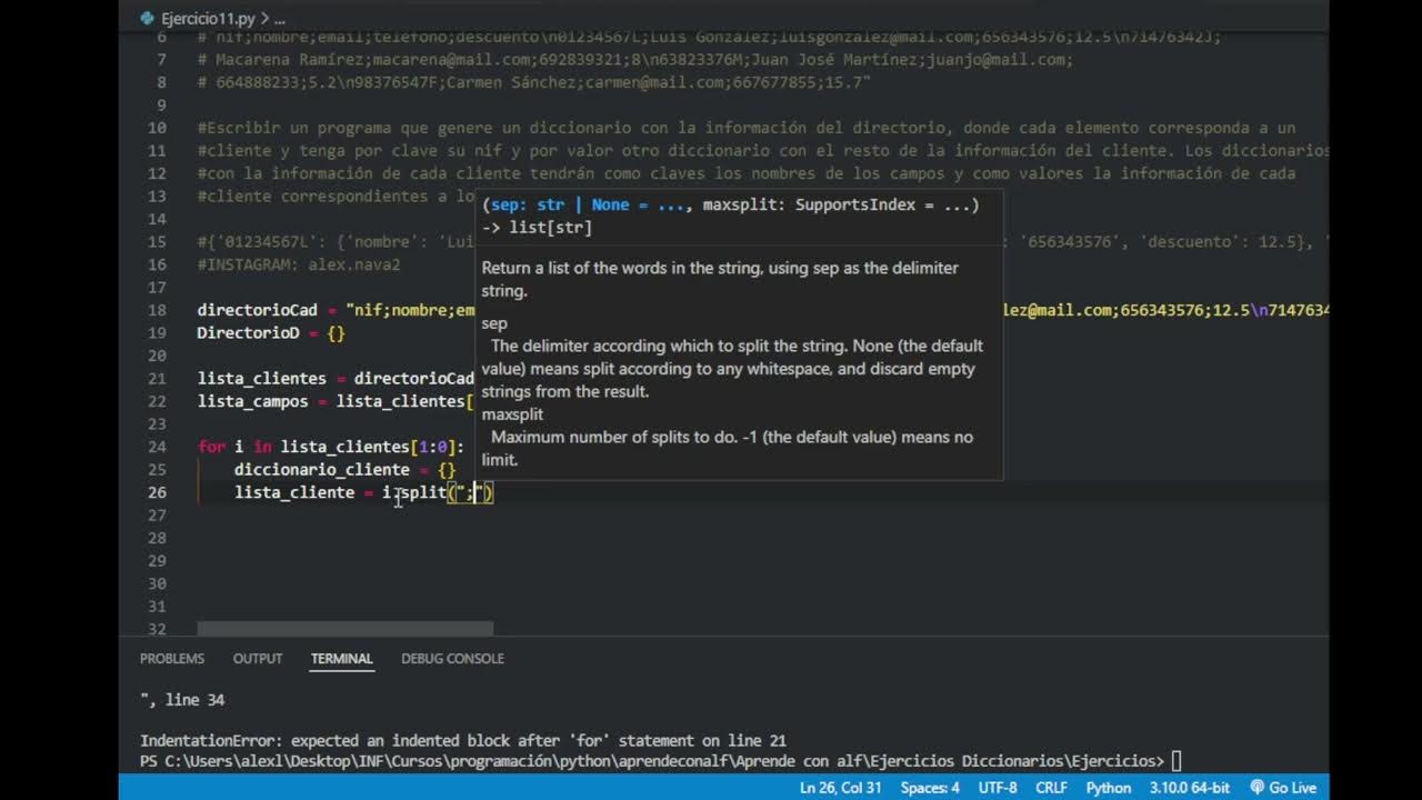 Ejercicio 11 - Diccionarios - Programación en Python - YouTube