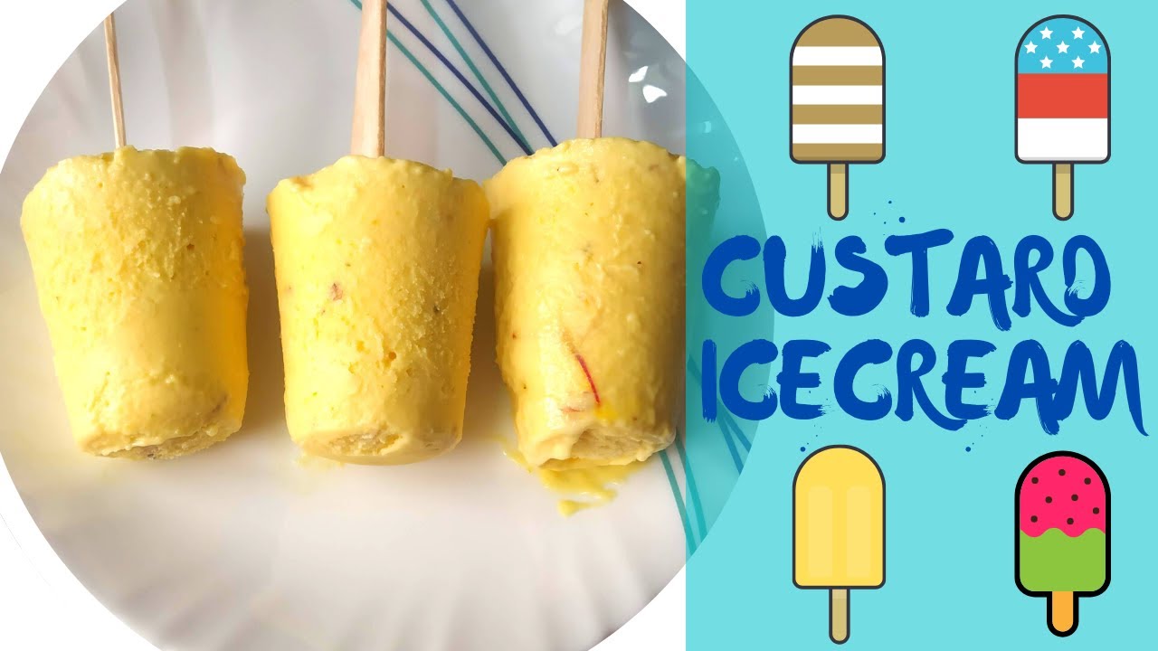 Custard Ice cream Recipe | Ice Pop Recipe | Custard powder Ice cream ...