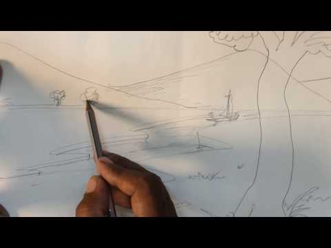 Drawing a simple sketch of Nature - YouTube