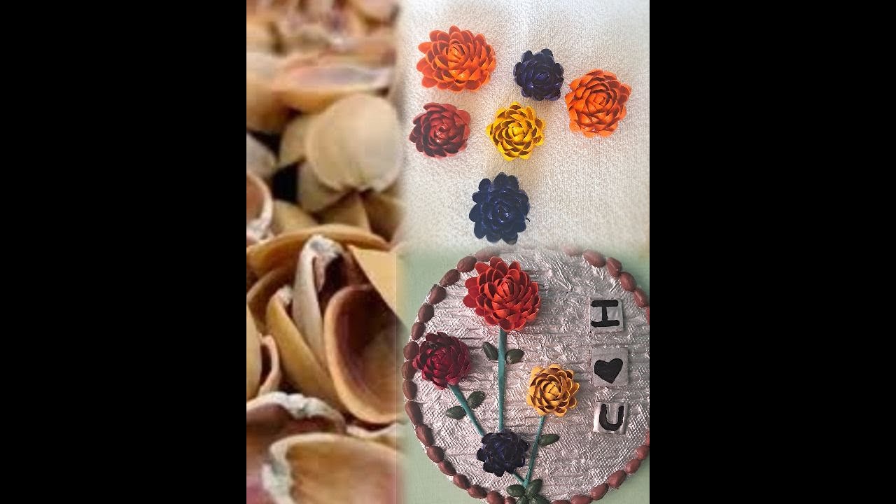 Pista Shell Flower wall decor # Pista shell Craft ideas - YouTube