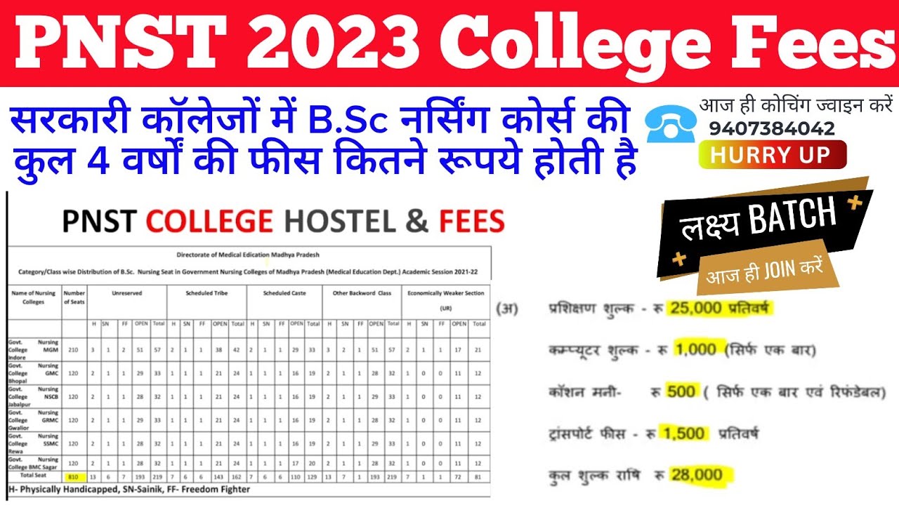PNST 2023 | अब क्या होगी आपकी Govt/Private Nursing College की फीस ...