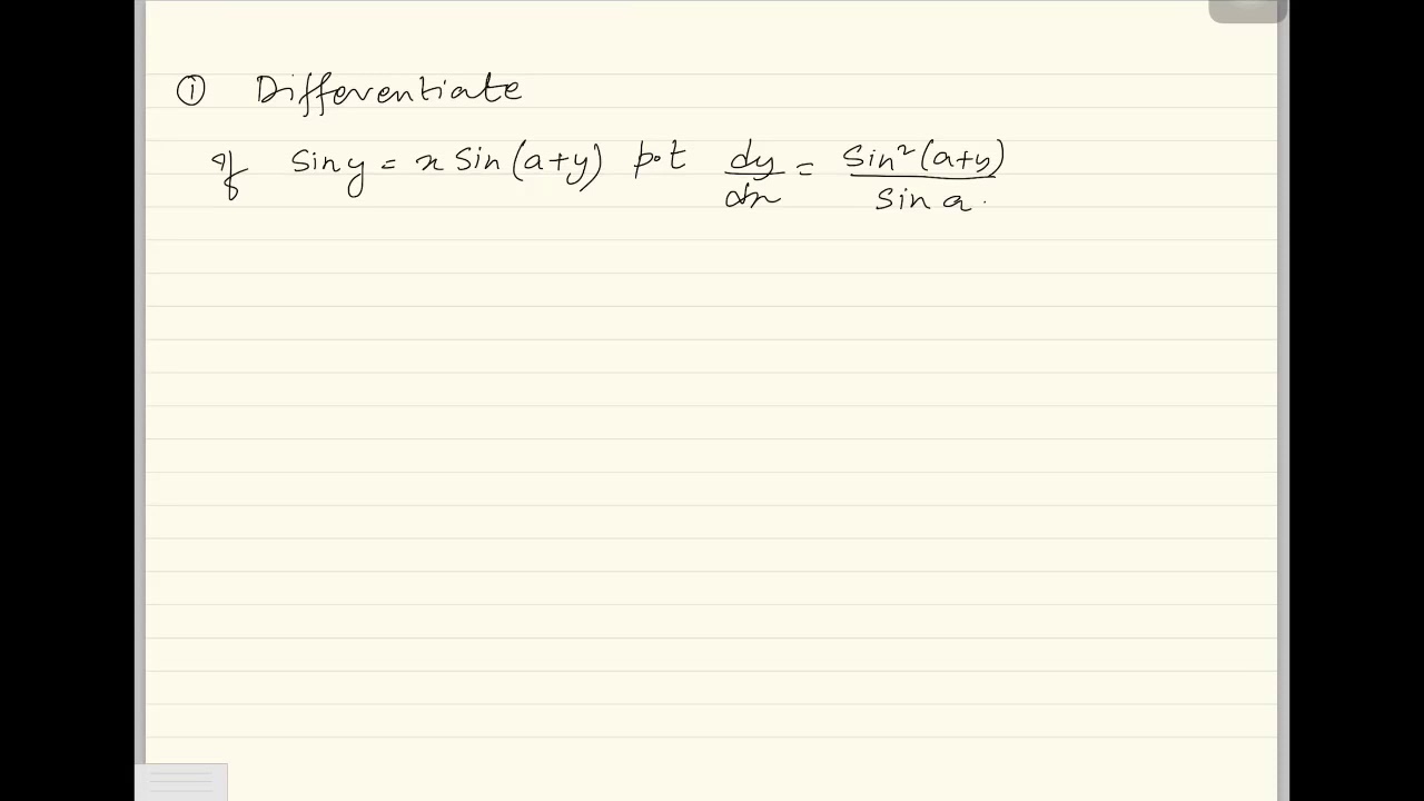 Differentiation part 6 implicit problem solving - YouTube