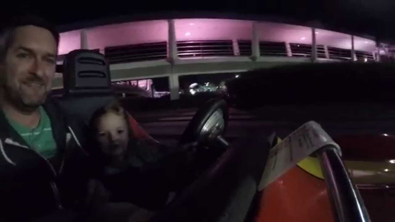 Annabel driving the race car at Disneyworld (Tomorrowland Speedway ...