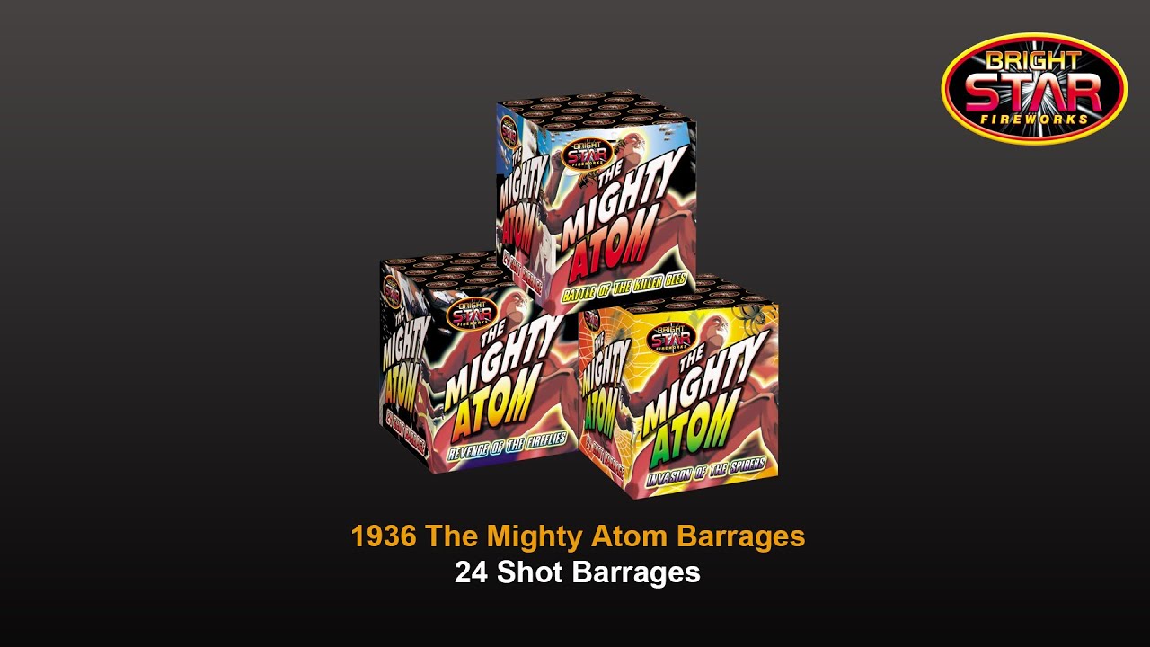 Bright Star Fireworks - 1936 The Mighty Atom 24 Shot Barrages - YouTube