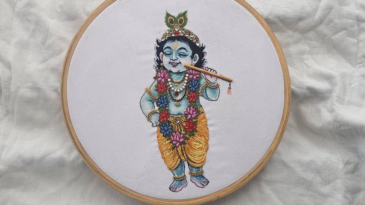 Baby Krishna Embroidery Hoop || Handcrafted Hoop Artwork || vithana ...