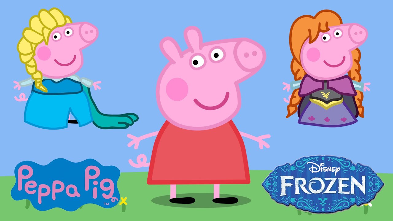 Peppa Pig Playing Dressups - Frozen Elsa & Anna - YouTube