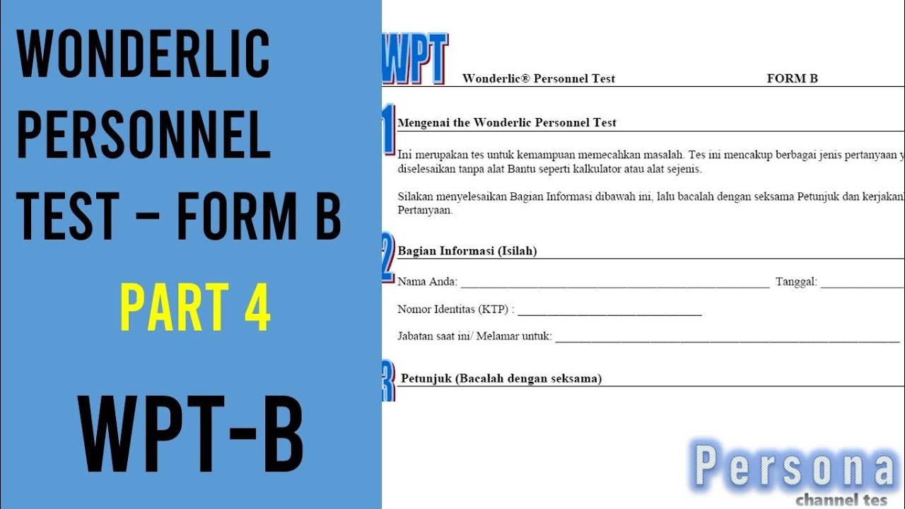 Psikotes IQ WPT Form B (Wonderlic Personnel Test) Part 4 - YouTube