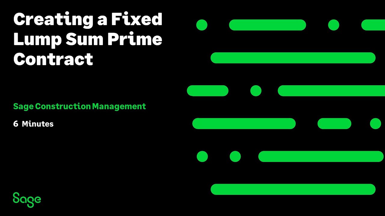Sage Construction Management - Creating a Fixed Lump Sum Prime Contract ...