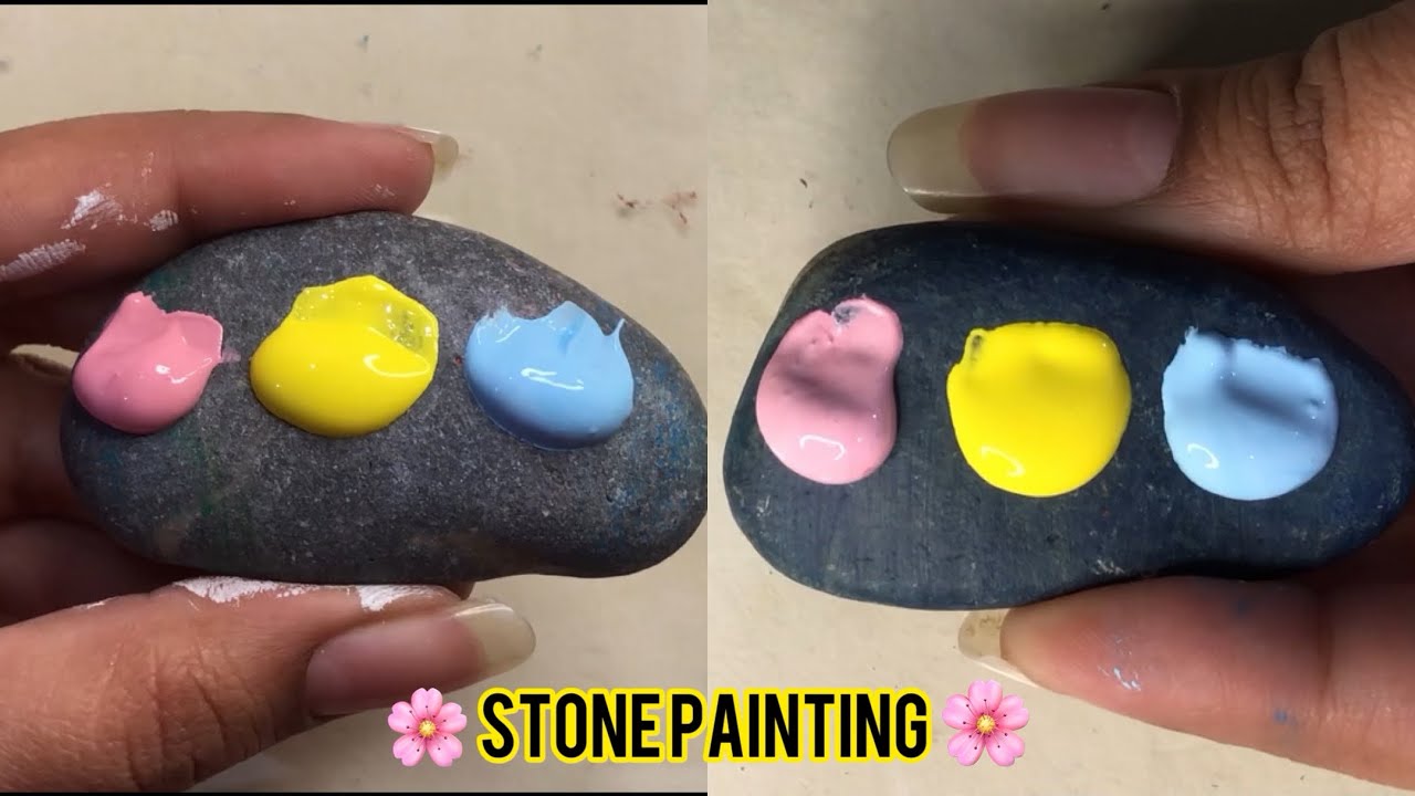 How to paint on stone🌸🪨 | Easy Acrylic painting for beginners #painting ...