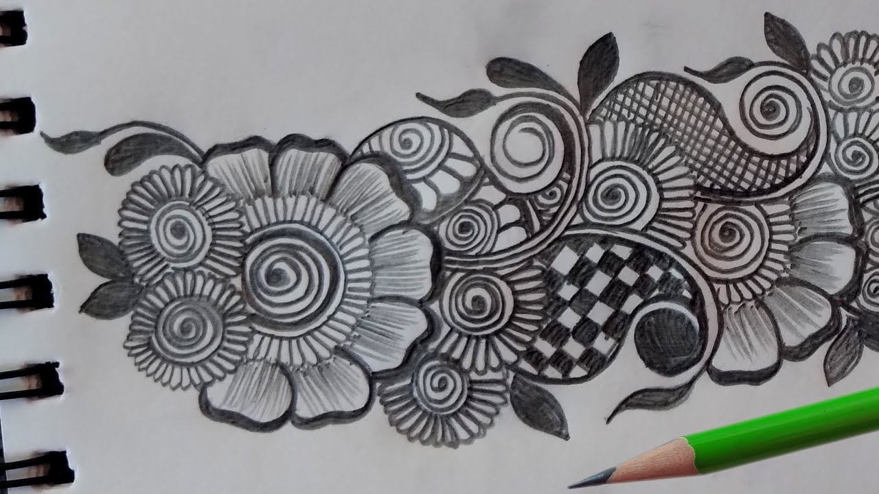 New Easy Beautiful Pencil Mehndi Design Tutorial | Pencil Shading ...