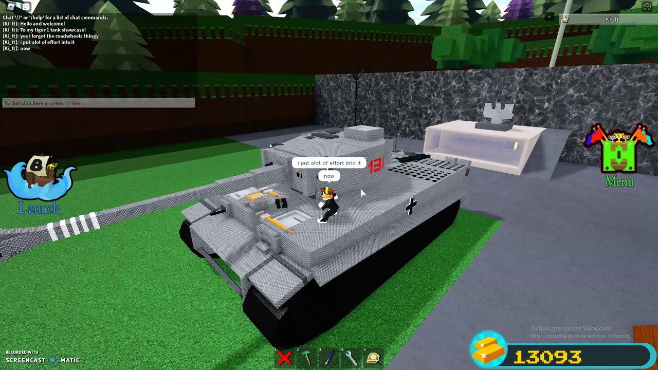 Roblox Build a Boat Tiger 1 Tank showcase! - YouTube