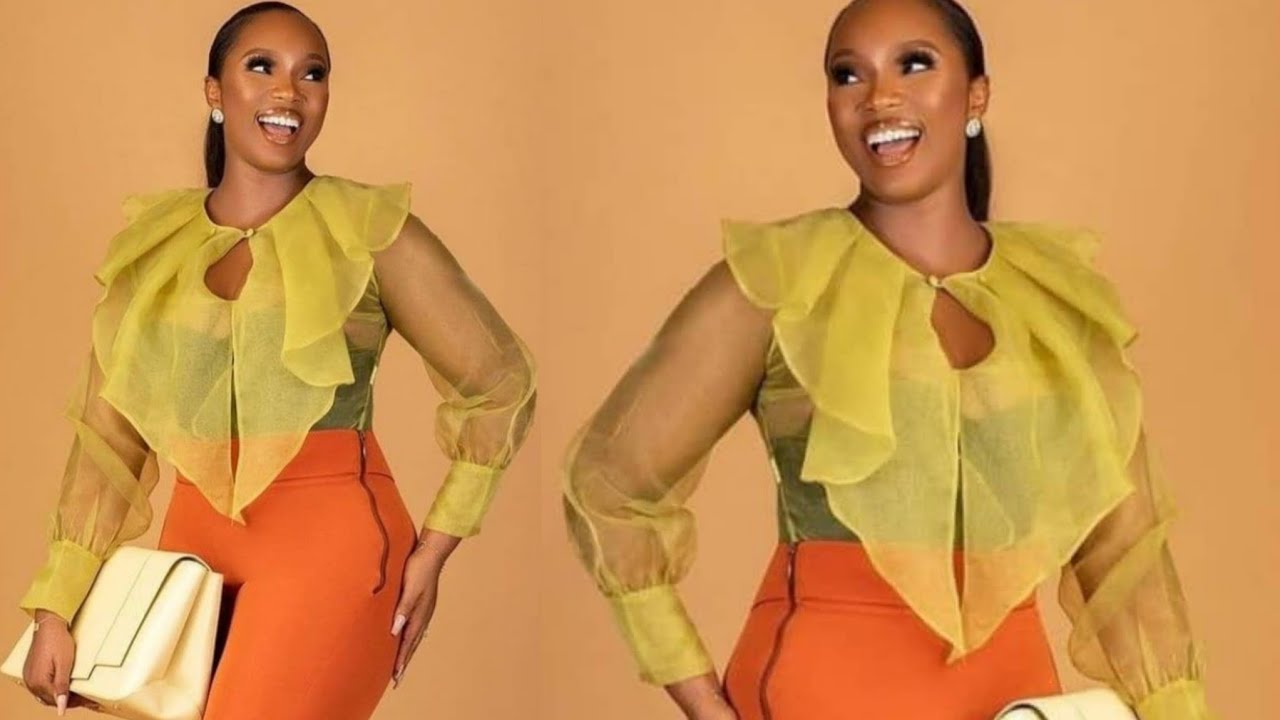 How to make KEYHOLE NECKLINE BLOUSE WITH PLEATED FLARE COLLAR DESIGN ...