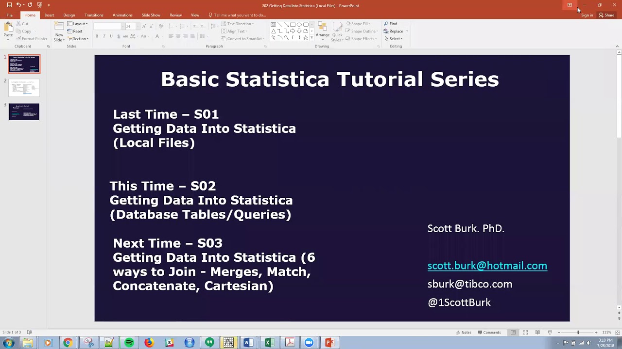 S02 Statistica Hands On, Getting Data In Statistica (Databases, Tables ...