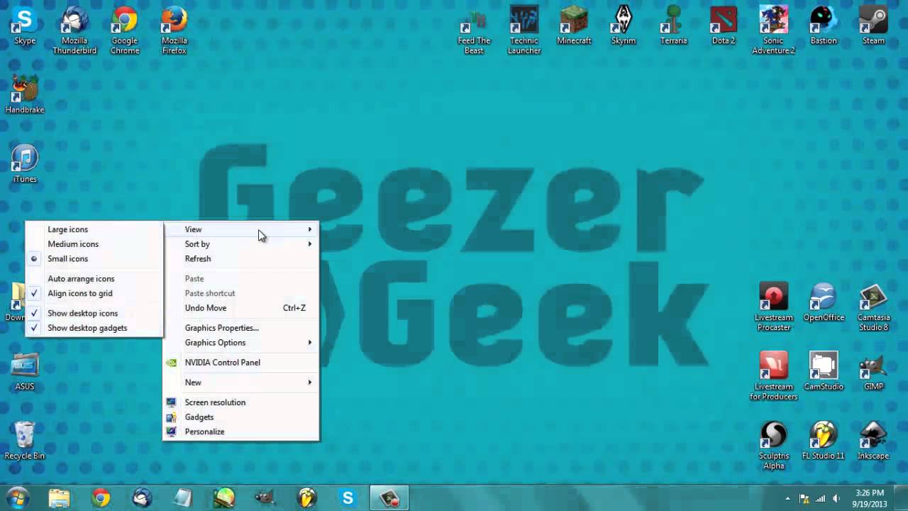 How to Hide you Desktop Icons (Windows 7) - YouTube