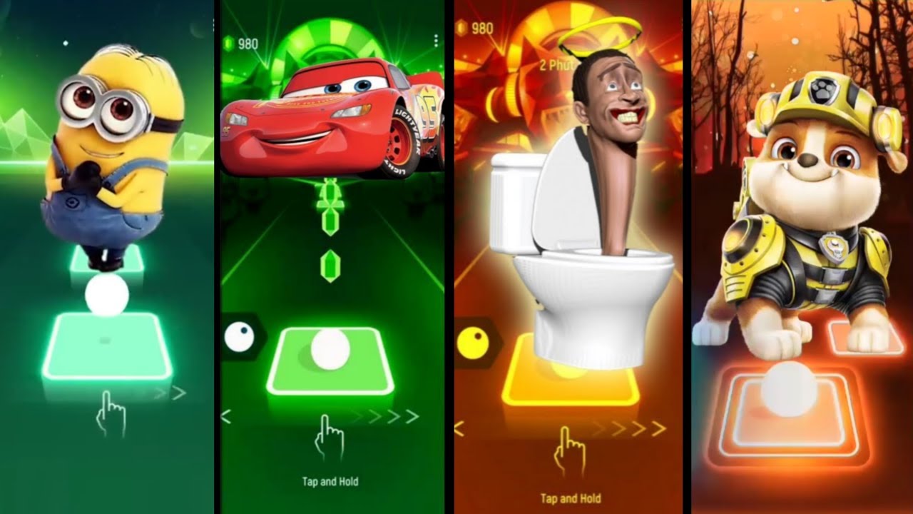 Epic Tiles Hop Showdown: Minions, McQueen, Skibidi Toilet, Rumble - YouTube