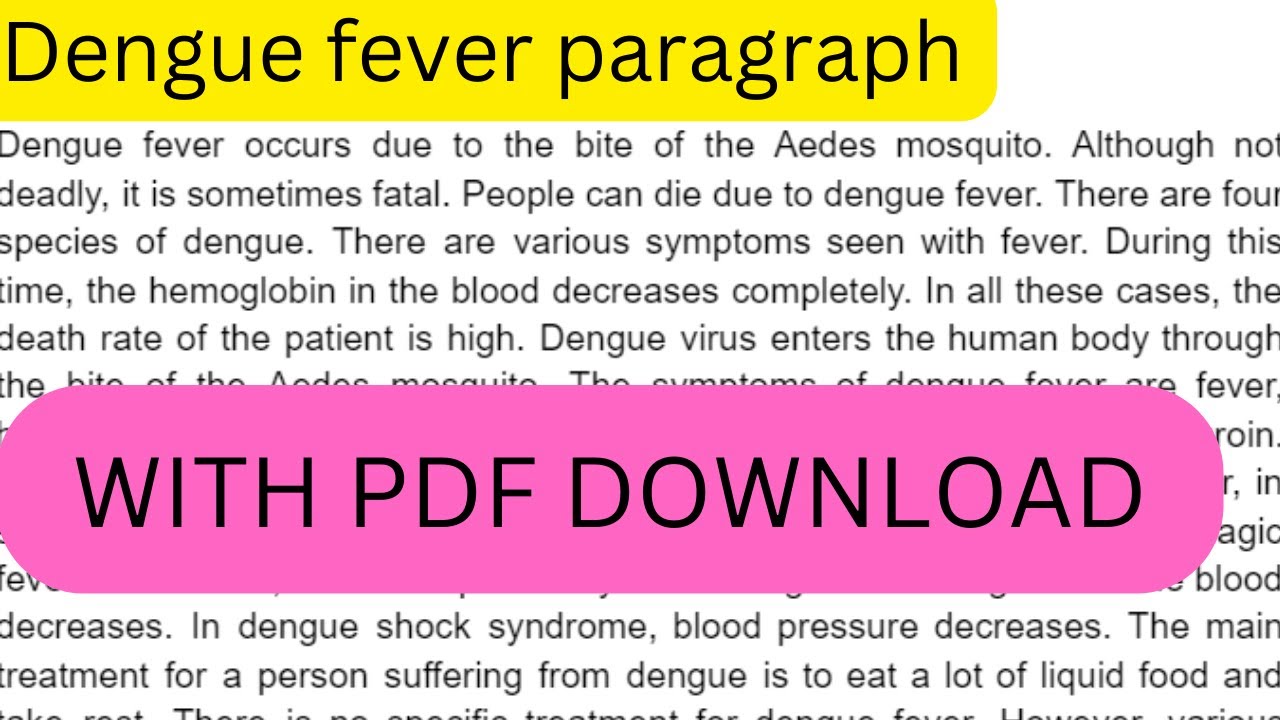 Dengue fever paragraph | paragraph on Dengue fever | Dengue fever ...
