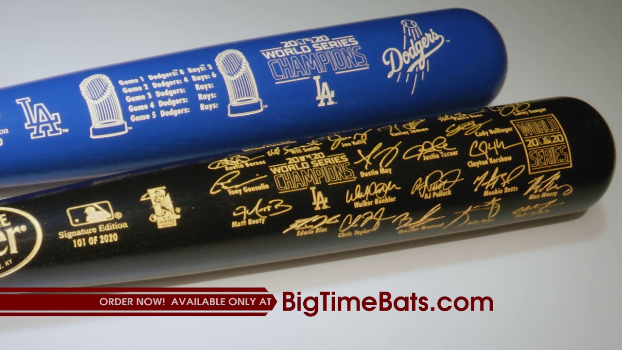 LA Dodgers 2020 World Series Champions Louisville Slugger Bats - YouTube