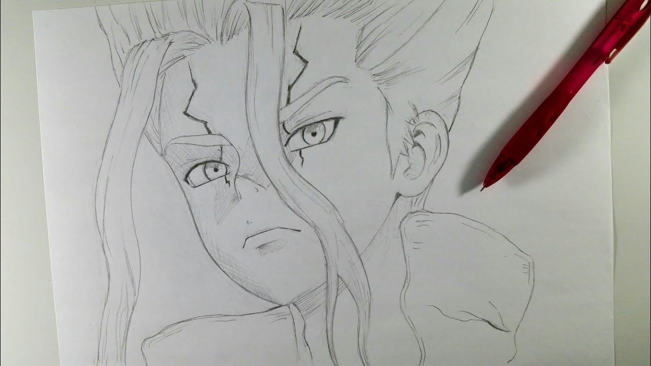 Drawing Senku | Dr. Stone (Line Art) - YouTube