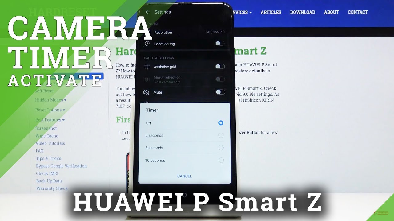 How to Set Up Camera Timer in HUAWEI P Smart Z - Photo Delay - YouTube
