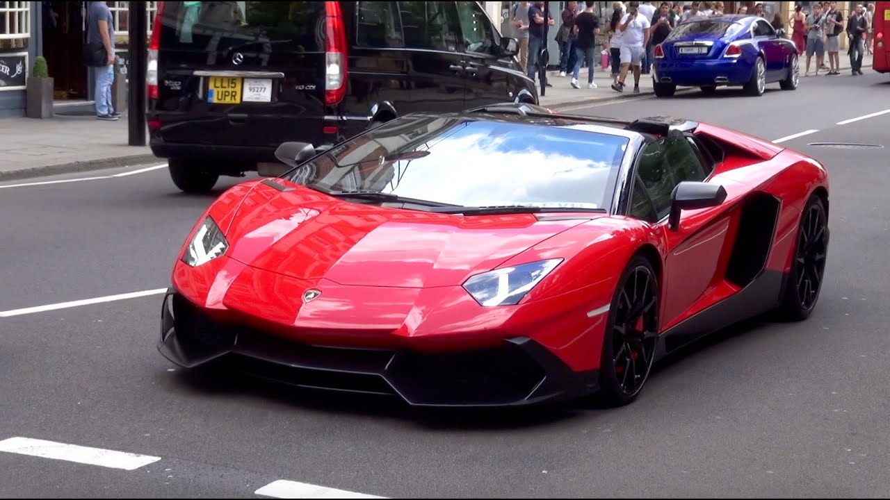 Rosso Mars Lamborghini Aventador Roadster 50th Anniversario - Sounds ...