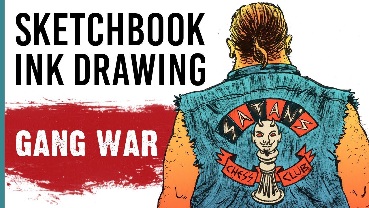 Ink Drawing: Gang War! (Sketchbook Drawing) - YouTube
