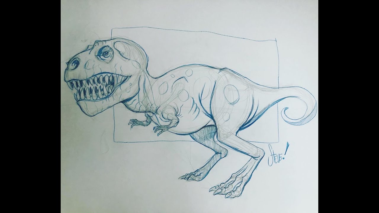 Monster Art School Draw a T-Rex!!!!! - YouTube