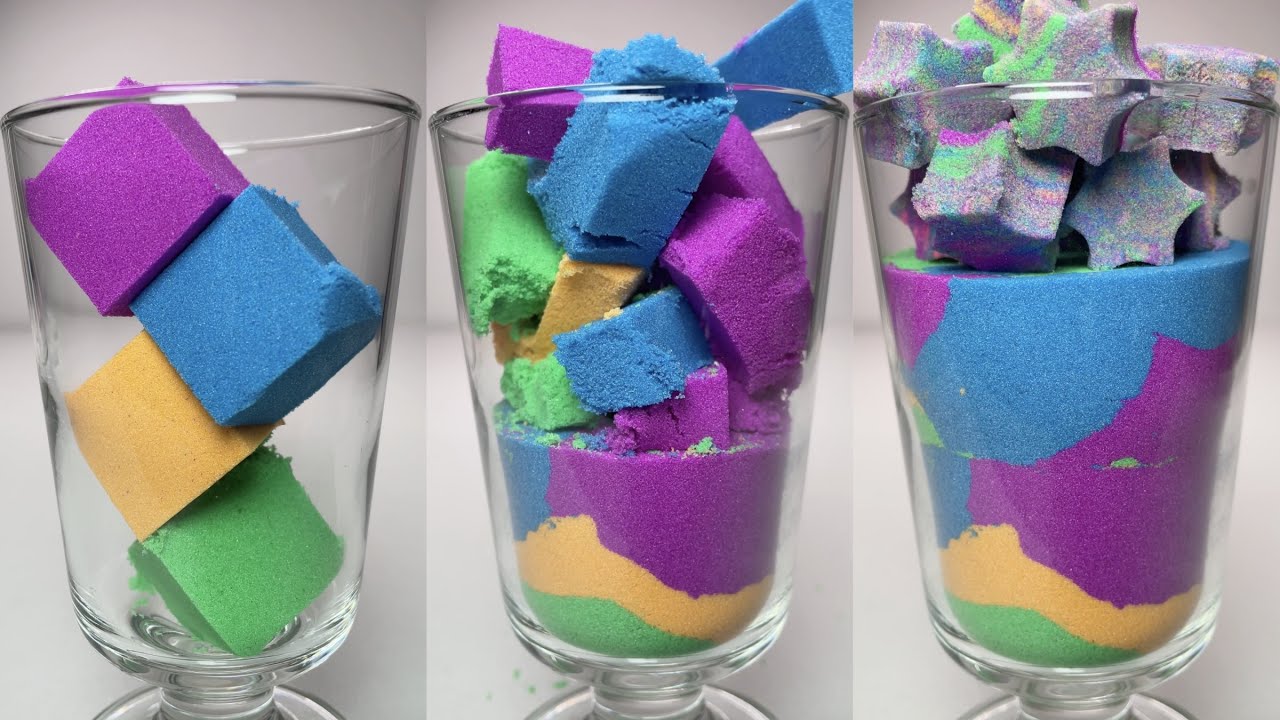 Very Satisfying and Relaxing Kinetic Sand, drop and squish - YouTube