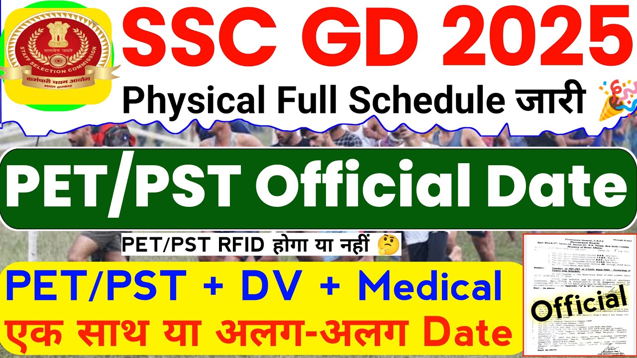 SSC GD Physical Test Date Official 2025 | SSC GD PET/PST, Medical & DV ...