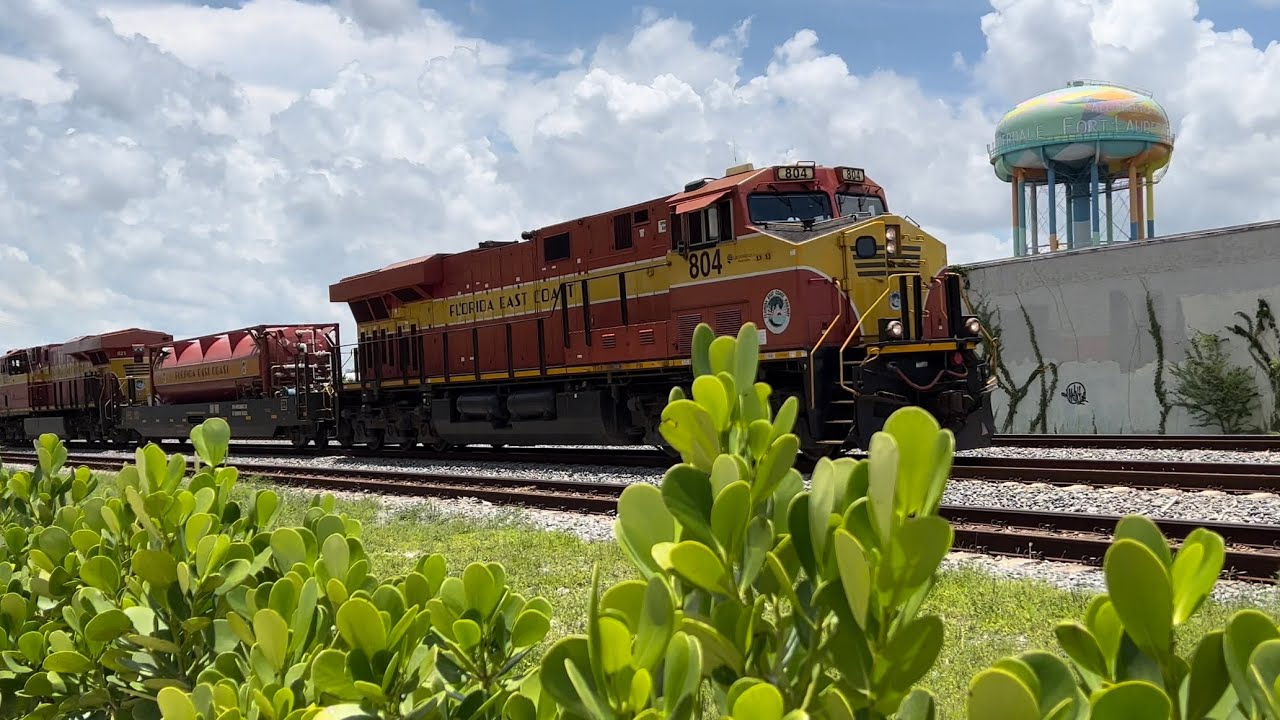 railfaning on the FEC with FEC 206 with 804 in the lead with a standard ...