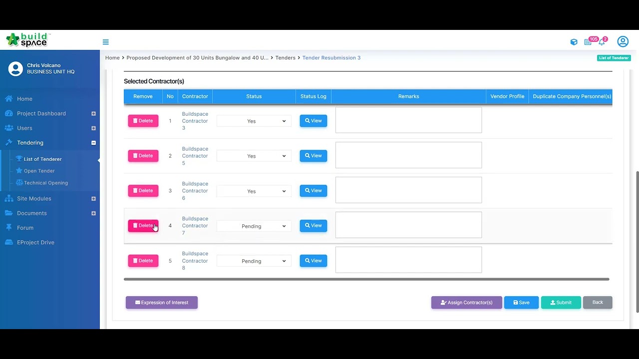T35.0 - Finalize shortlisted contractors or include additional ...