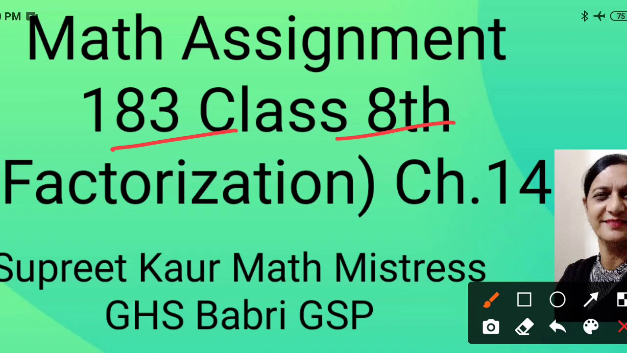 Math Assignment 183 class 8th (Factorization) Ch.14 - YouTube