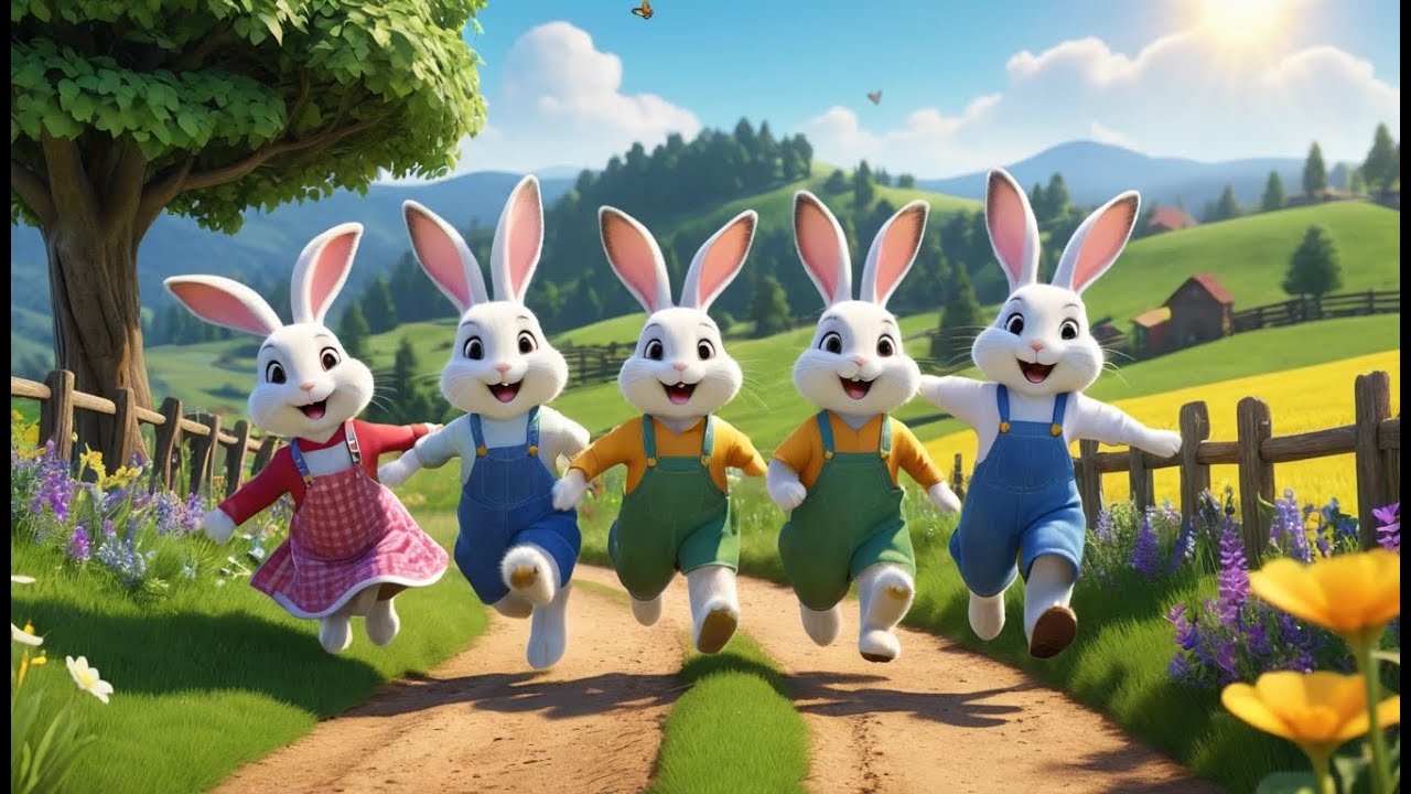 Five Little Bunnies Jumping on the Ground | Funny Bunny Song for Kids ...