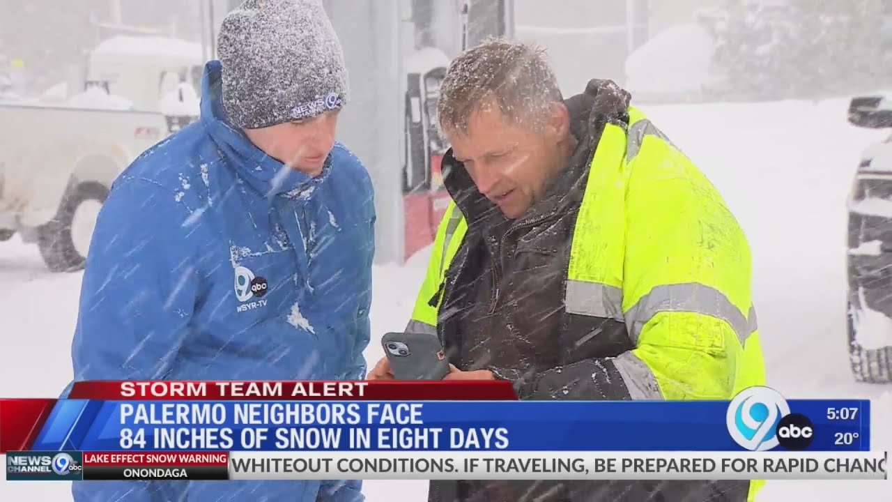 Palermo closing in on 100" of snow since last Monday - YouTube