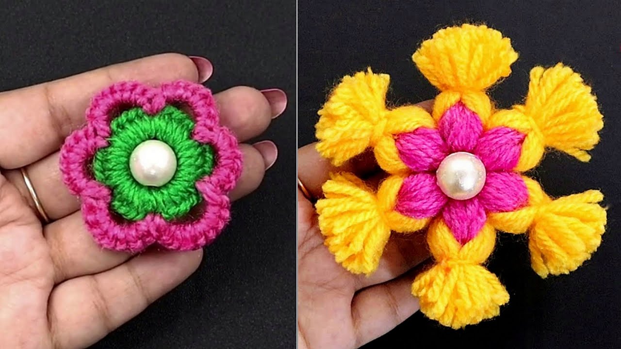 Easy Woolen Flower Making Trick - Embroidery Flower Making Trick - DIY ...