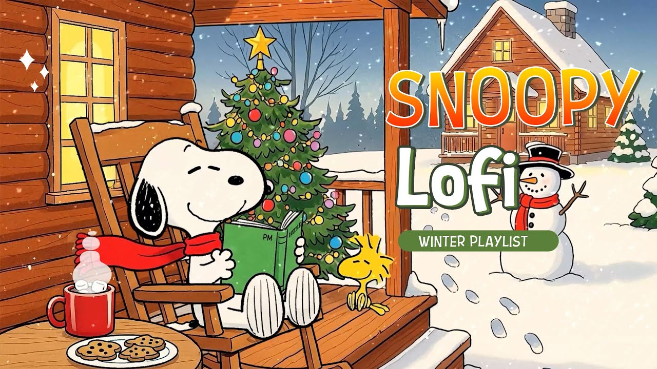 Snoopy’s Cozy Cabin Study ️ Winter Lofi Beats to Relax 🌙 Soft Christmas ...