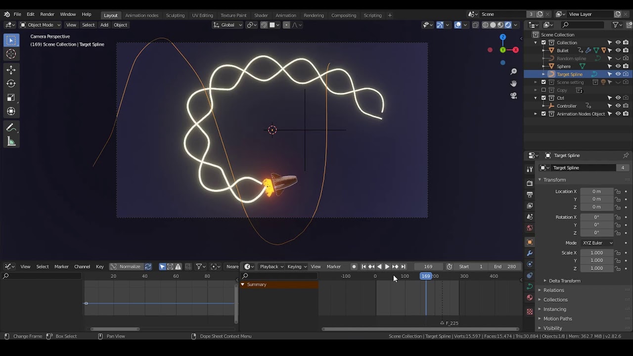 [Demo] Procedural helix/Rocket trace loop - blender animation nodes ...