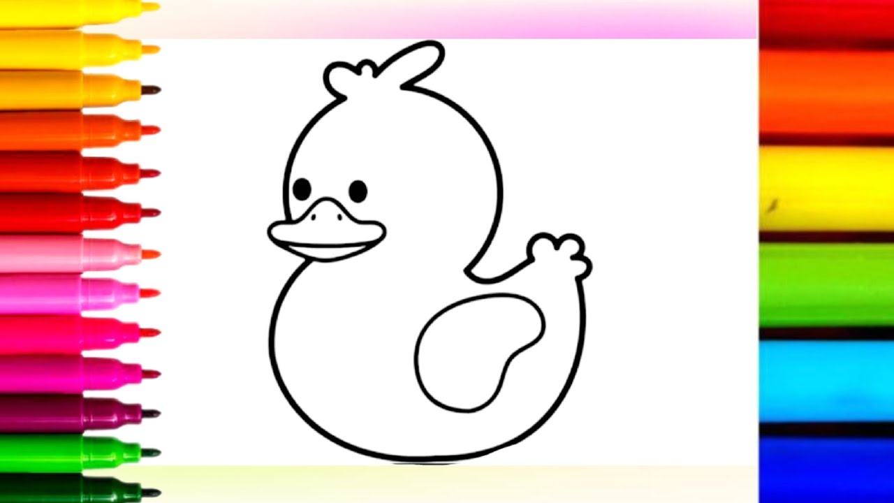 Duck 🦆Drawing painting and colouring forkids| How To Draw duck drawing ...