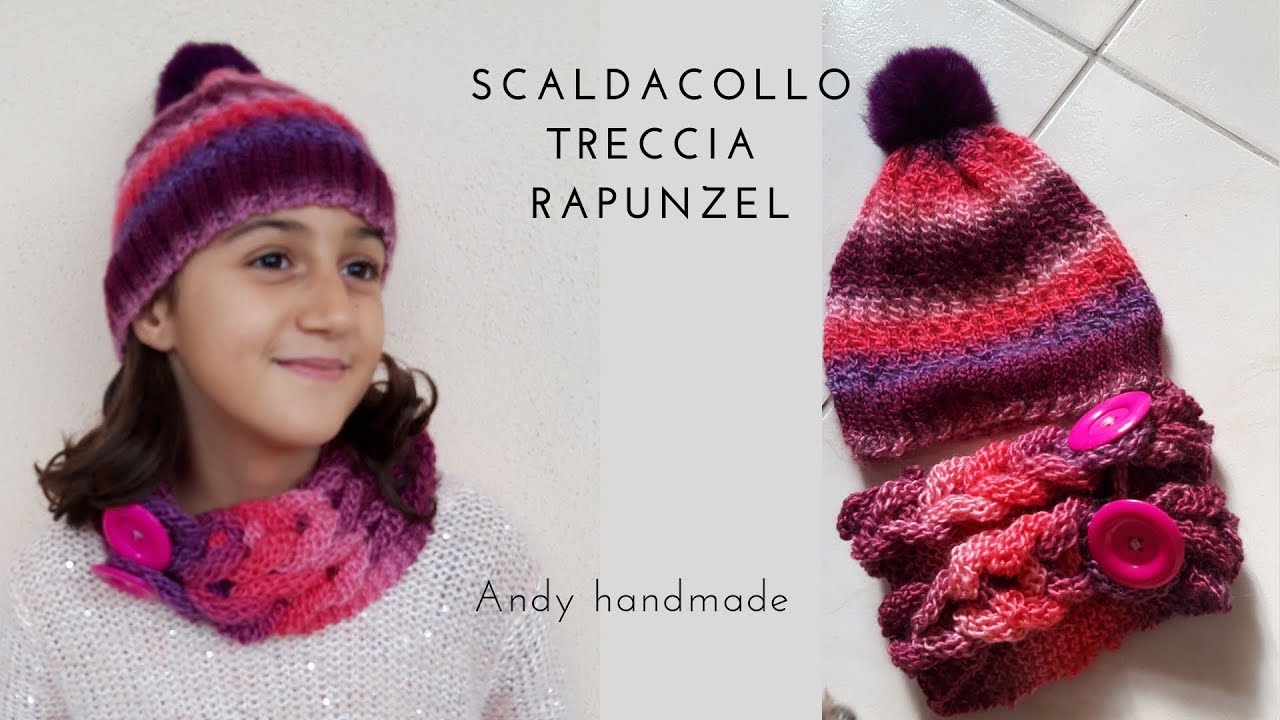 Scaldacollo Treccia rapunzel -tutorial scaldacollo ferri maglia - YouTube