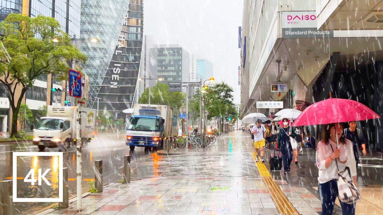Walking Around Nagoya Station in Heavy Rain - Japan 4K Walking Tour [4K ...