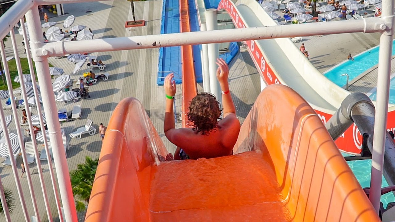 Acquatica Park Milano - Orange Kamikaze Water Slide POV - YouTube