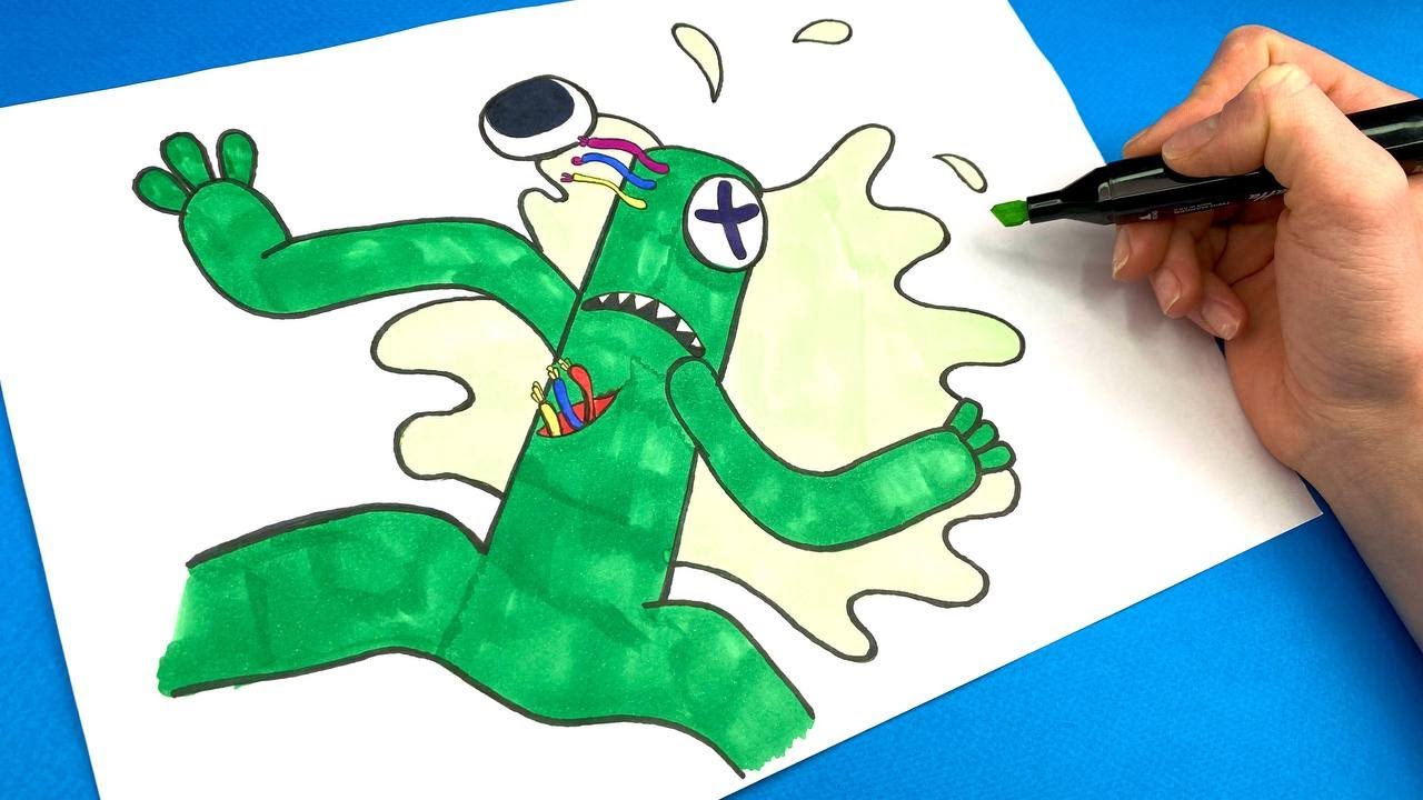 How to DRAW RAINBOW FRIENDS GREEN. What Happened with Charachter from ...