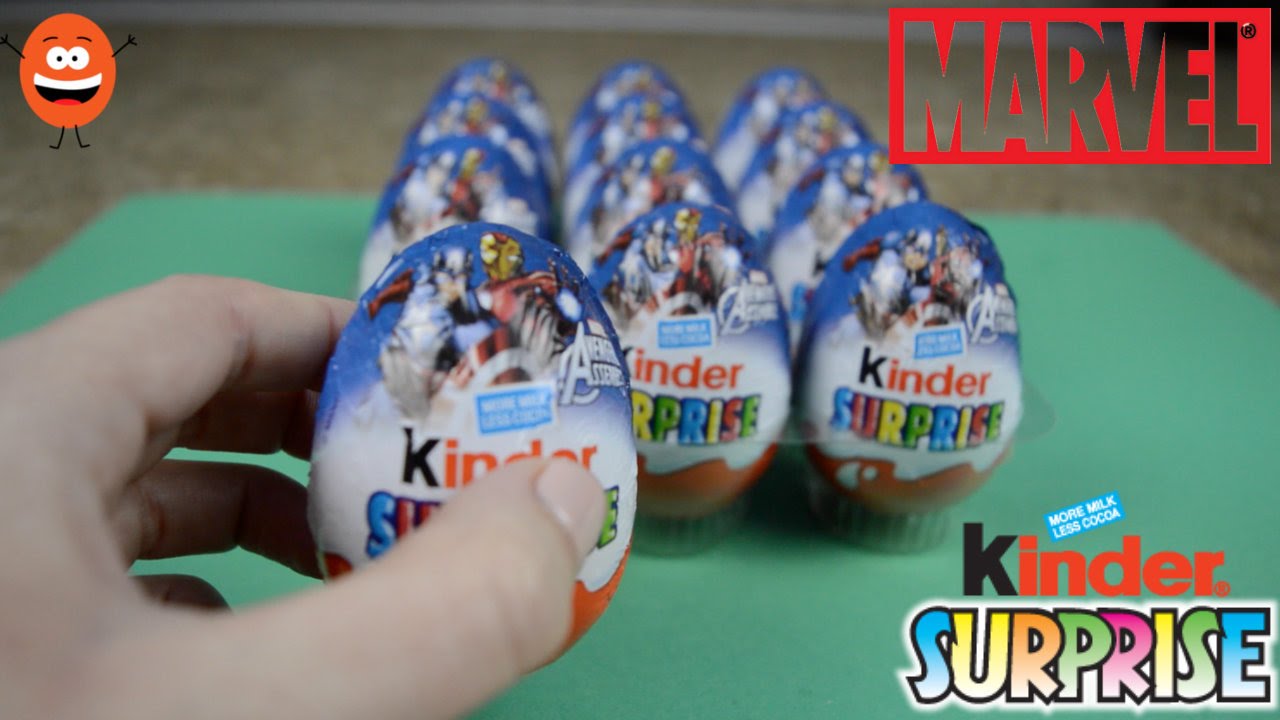 12 Surprise Eggs Kinder Surprise Marvel Avengers Assemble Unboxing Hulk ...