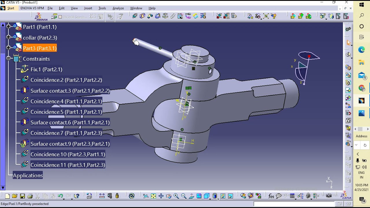 Assembly in Catia ( knuckle joint assembly ) - YouTube