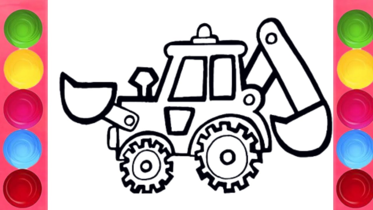 JCB and Excavator Drawing,Colouring and Painting for kids,Toddlers How ...