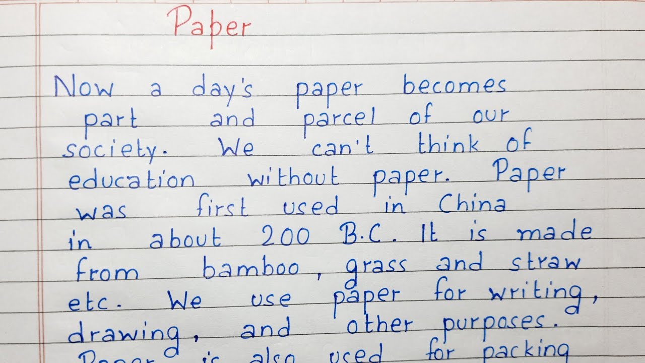 Write a short essay on Paper | Essay writing | English - YouTube
