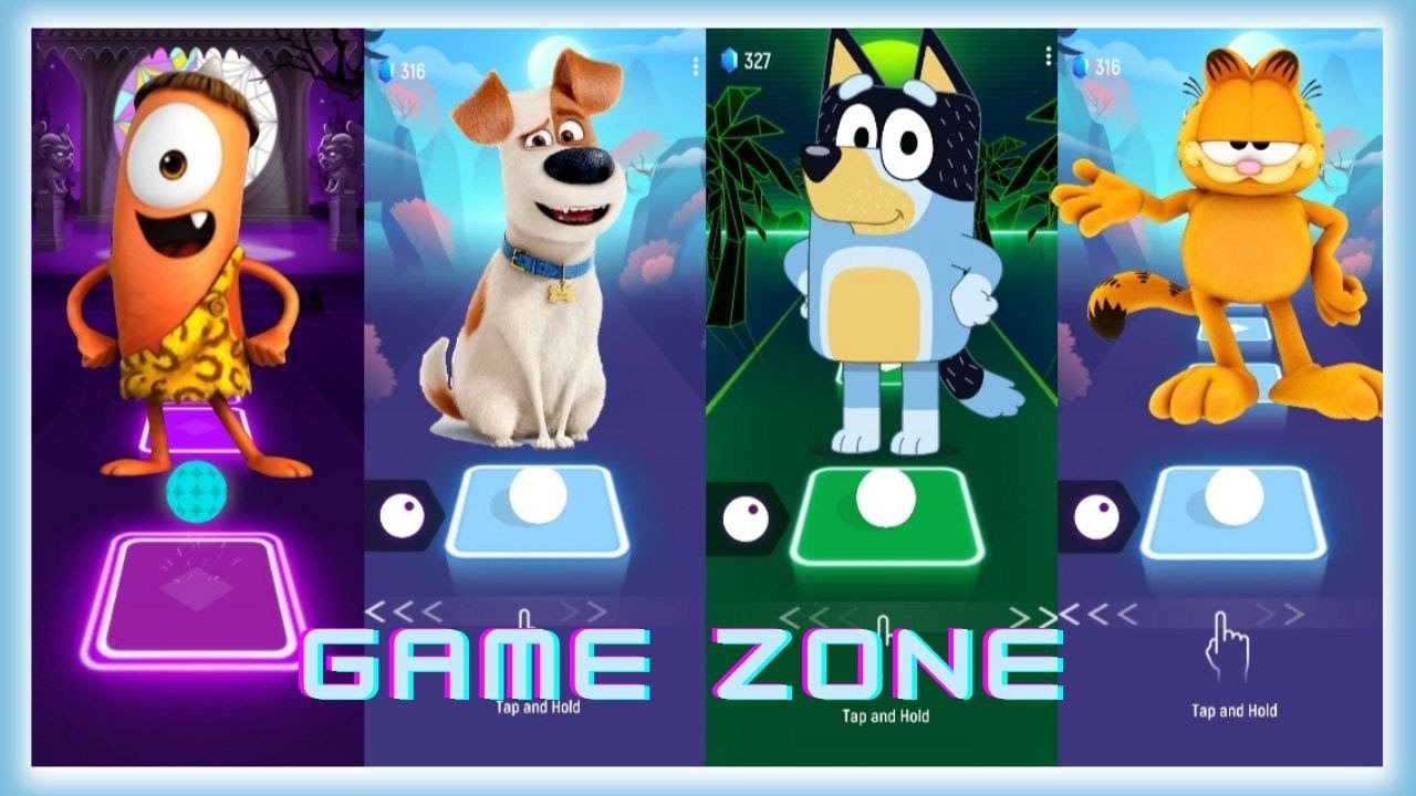 Spookiz vs Dog Max vs Bluey vs Garfield Tiles Hop - YouTube