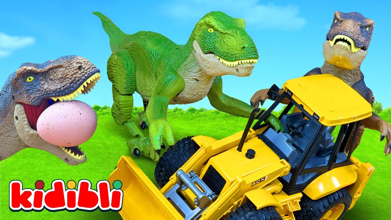 Dinosaur & Excavator attack! 🦖 Who will rescue the Dino Egg? Toys ...