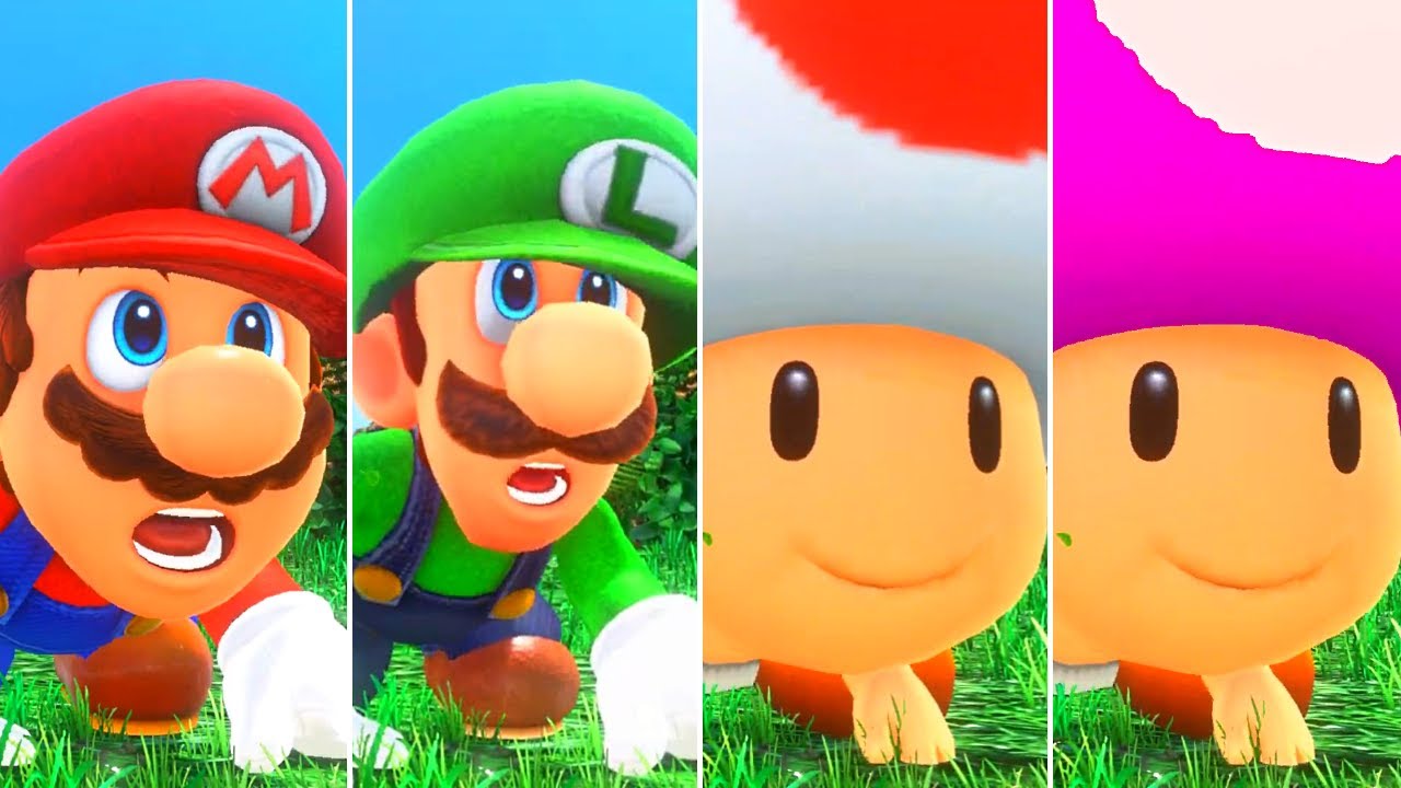 Super Mario Odyssey - Mario vs Luigi vs Toad vs Toadette (Splitscreen ...