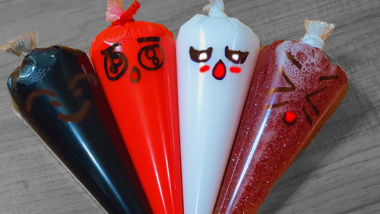 Making Glossy Slime RED BLACK WHITE SLIME , Satisfying Video ! ASMR ...